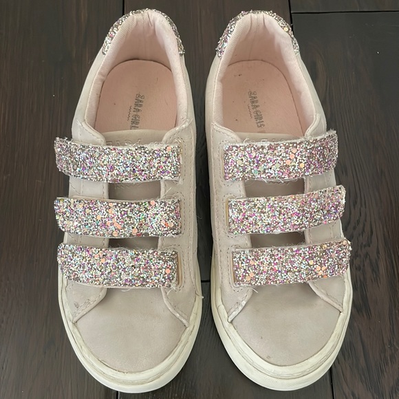 Zara | Shoes | Zara Girls Fancy Glitter Velcro Sneakers | Poshmark